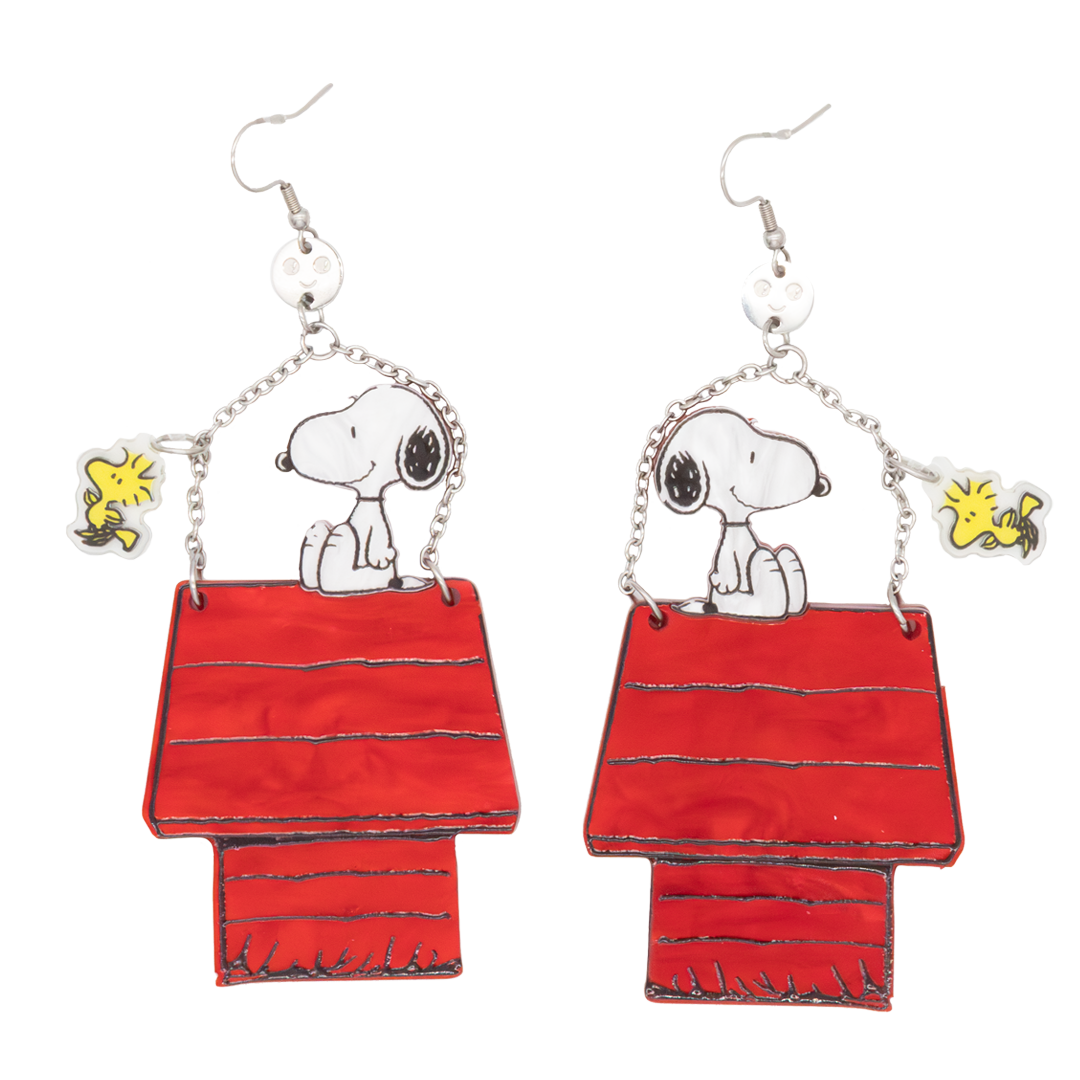 Peanuts 75th Snoopy & Woodstock Doghouse Layered Acrylic Earrings ...